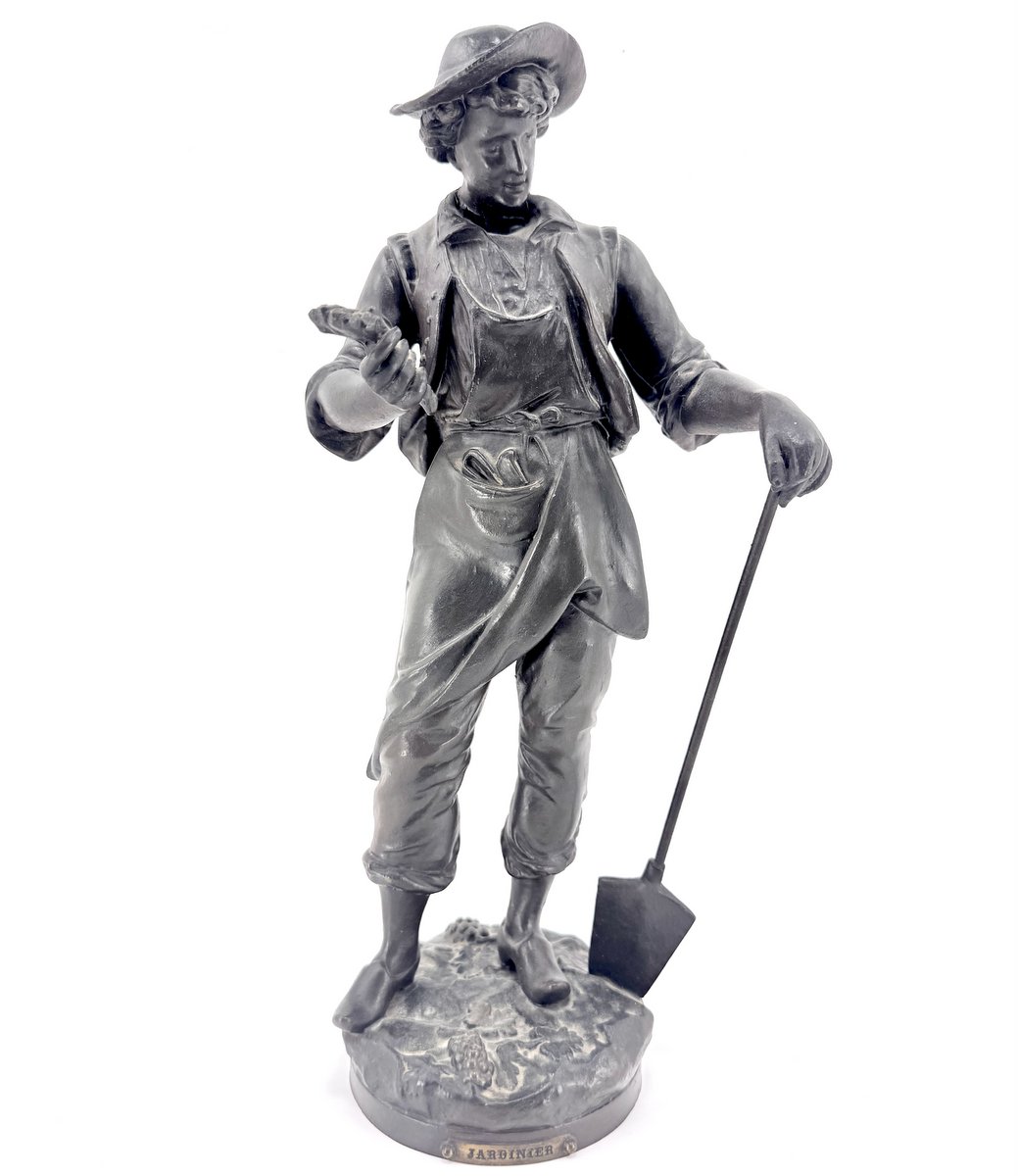 Products: French Spelter Statue Gardener – Finer Things Antiques